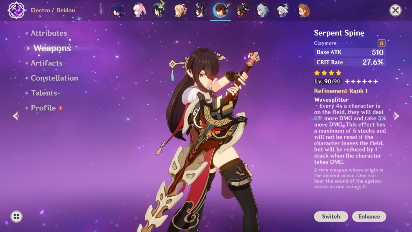 Beidou Genshin Impact Guide for Artifacts, Weapons, and Skills